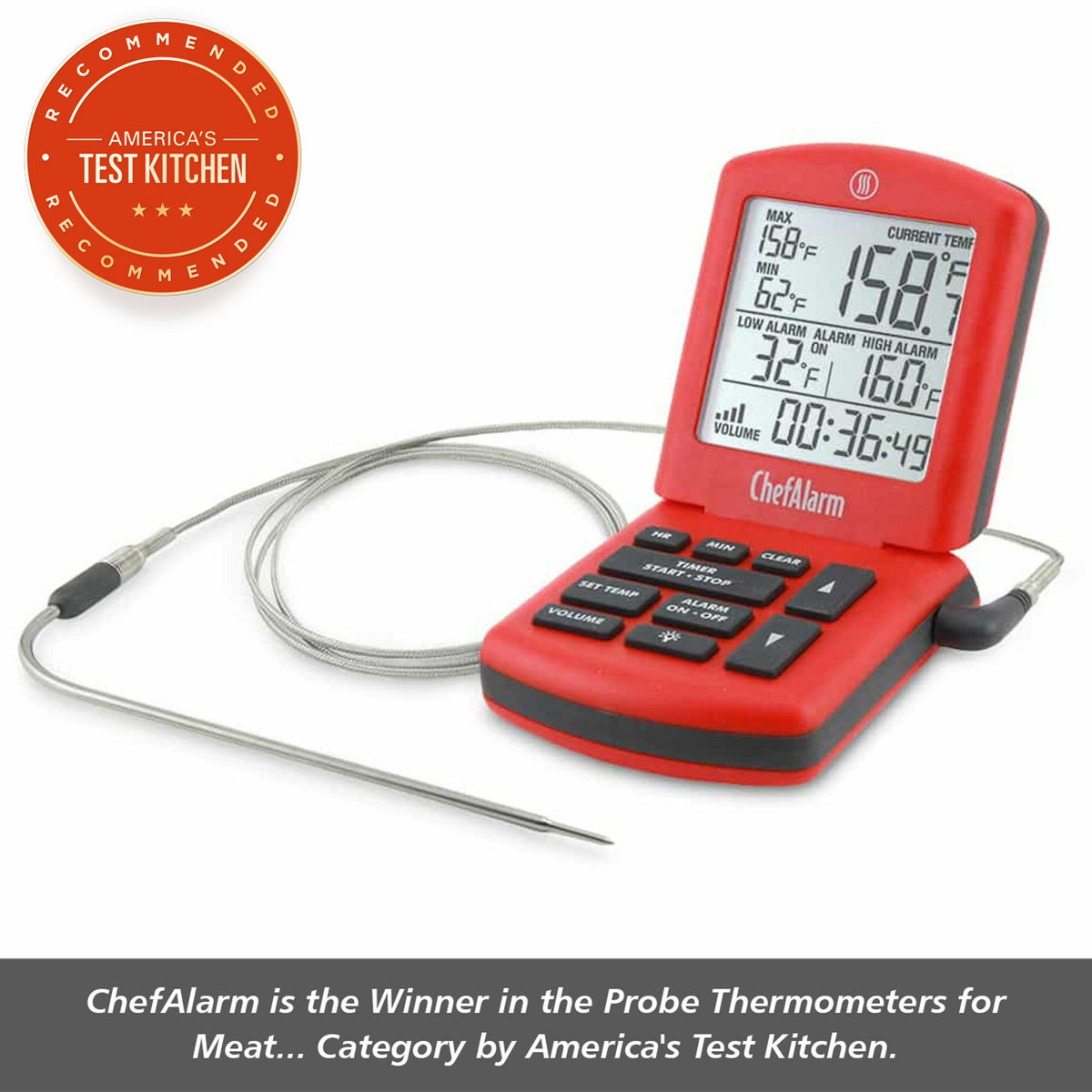 ThermoWorks | ChefAlarm Cooking Alarm Thermometer + Timer - Orange ...